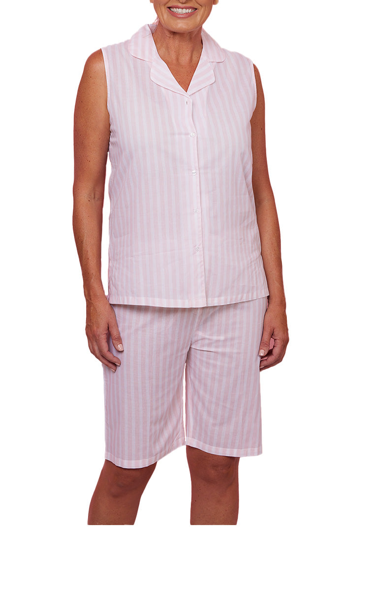 French Country 100% Cotton Pyjama with Short Sleeve in Hampton's Strip ...