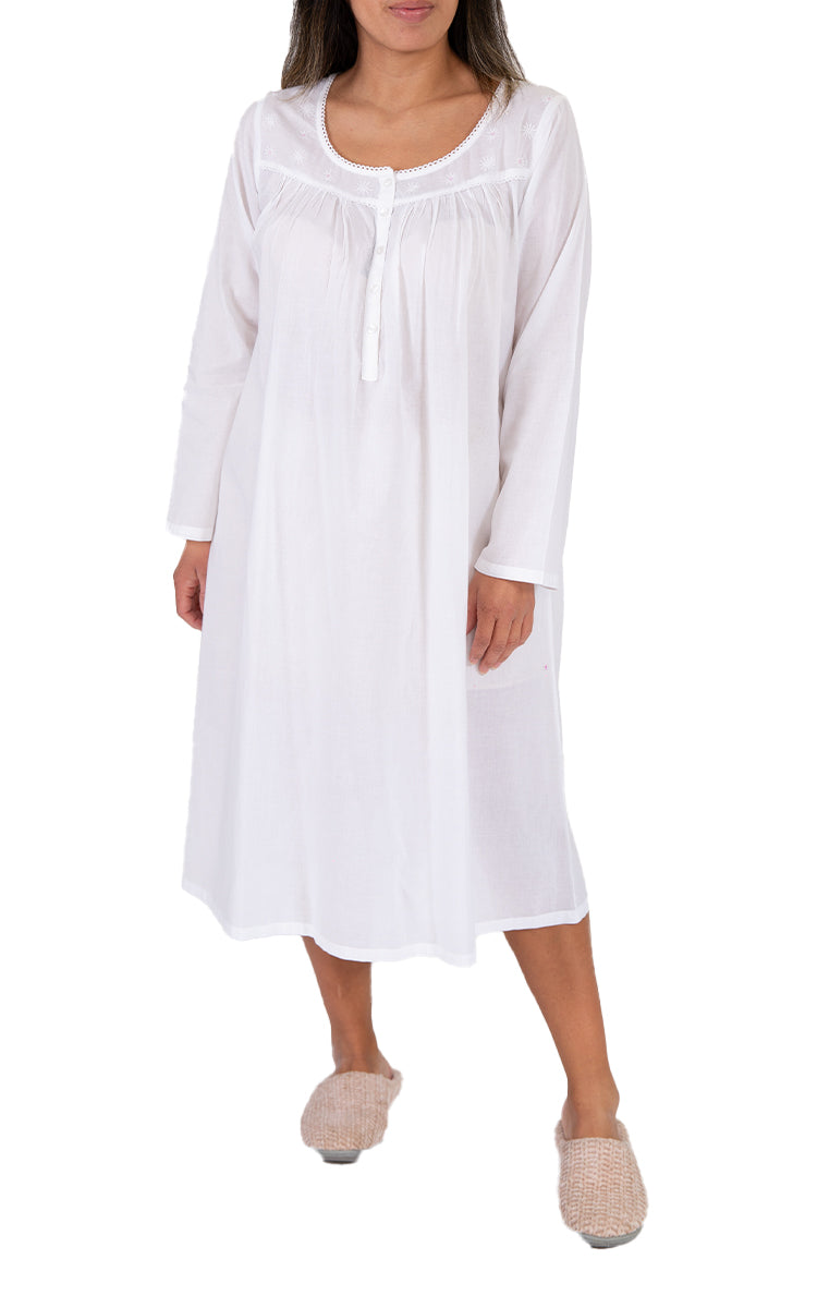 French Country Cotton Nightgowns For Women | Winter Long Sleeve Cotton ...