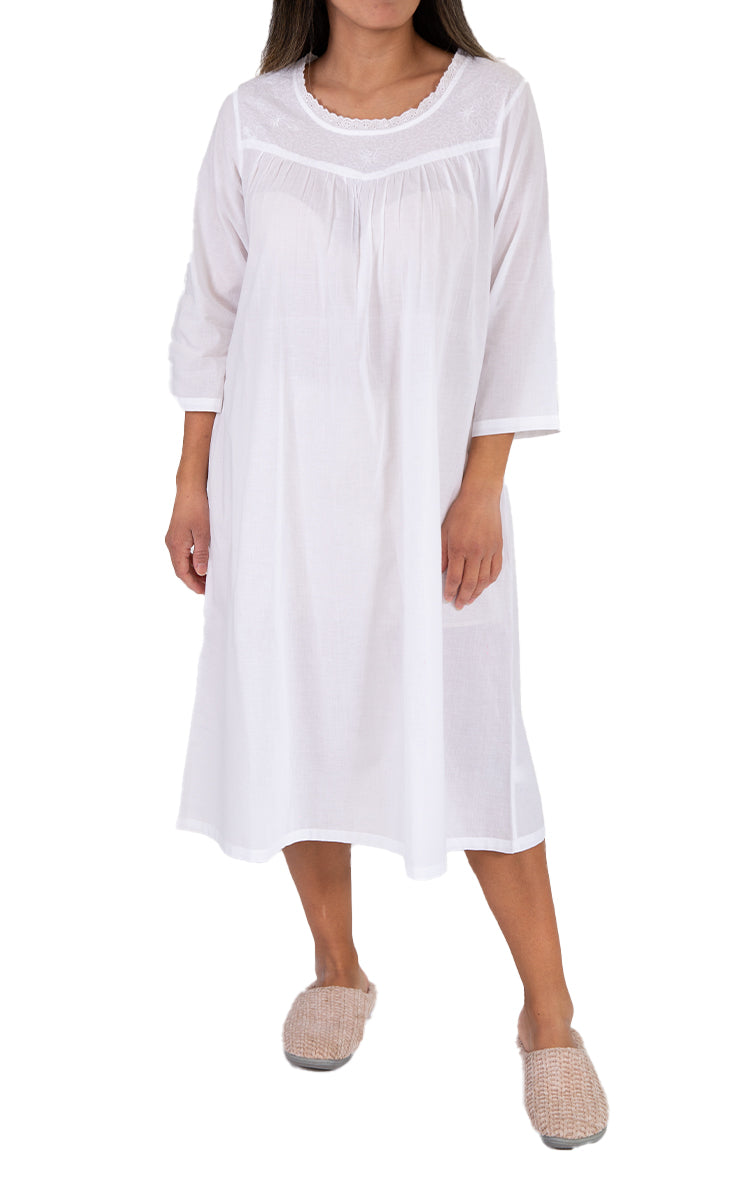 French Country Cotton Nighties For Women | 3/4 Sleeve Cotton Nightgowns ...