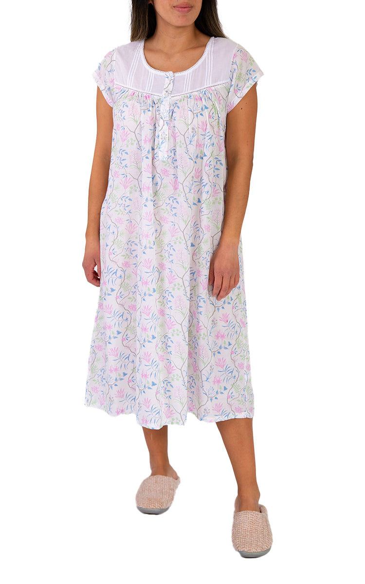French Country Cotton Nighties For Women | Cap Sleeve Cotton Nightgowns ...