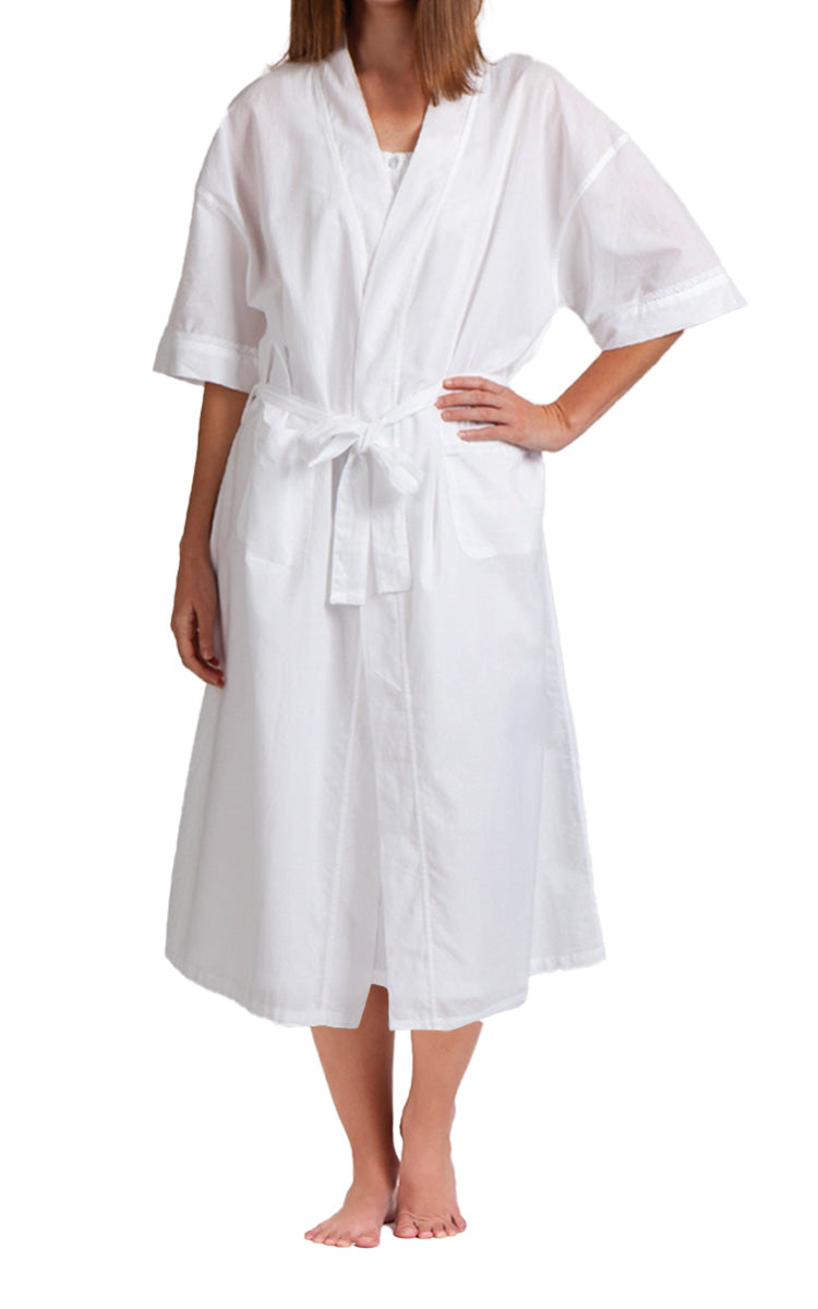 Arabella Cotton Robe in White Short Sleeve For Women | Pure Cotton Robe ...