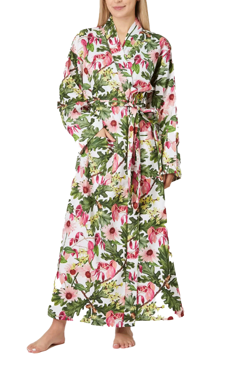 Sanctuary Studio 100% Cotton Sateen Long Sleeve Robe Botanic Print ...